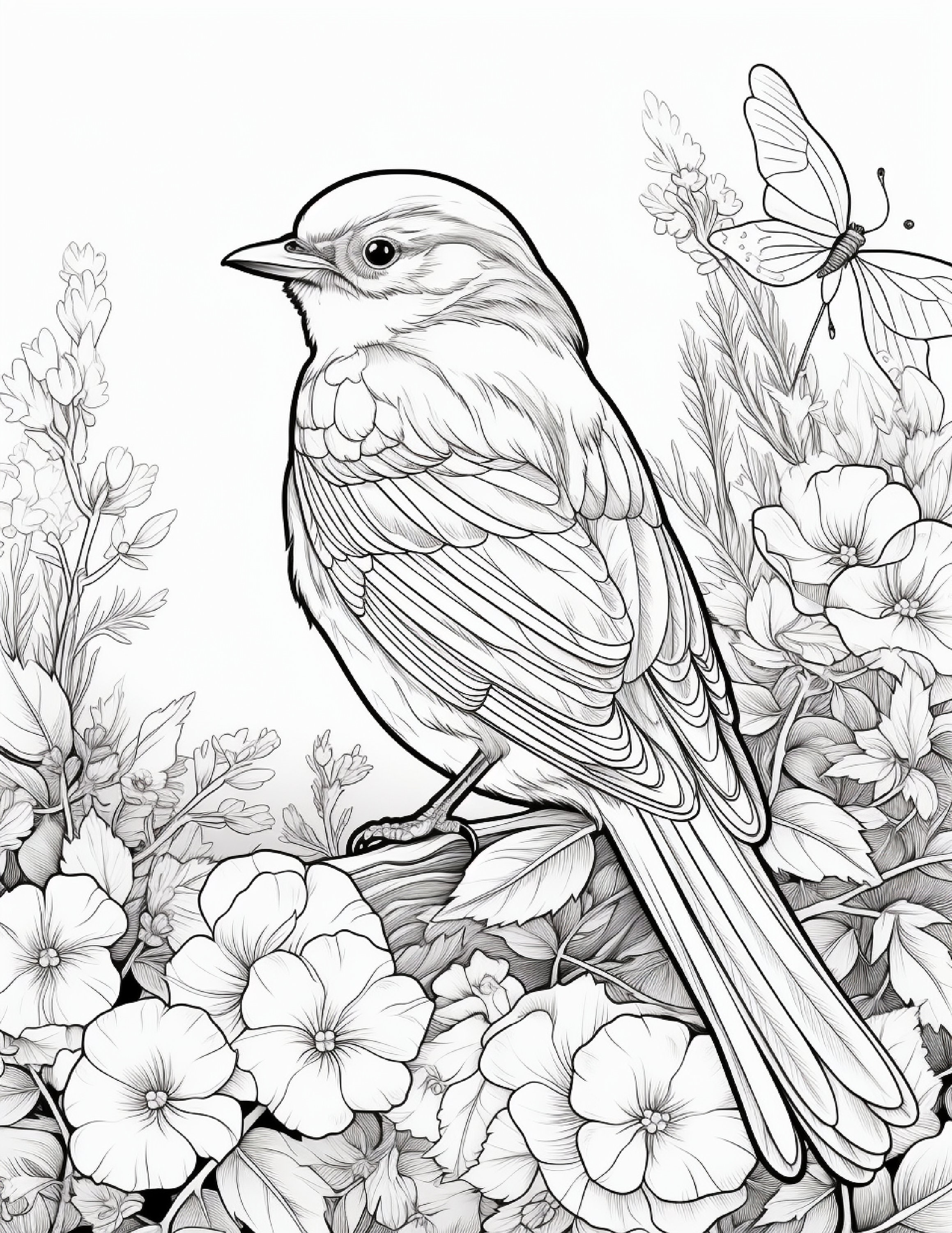 100 Birds and Flowers Adult Coloring Pages - Etsy
