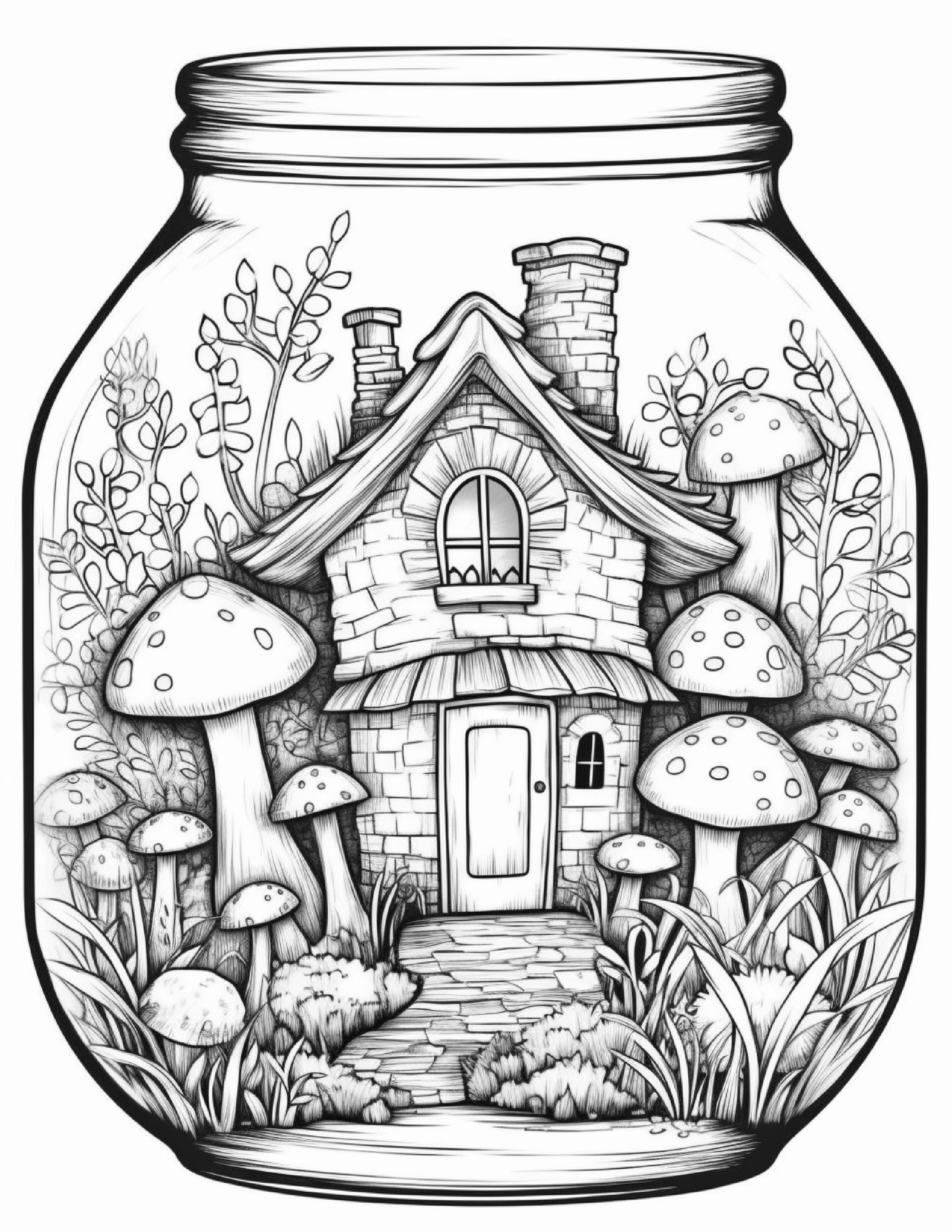 150 Fsairy Houses Coloring Pages - Etsy