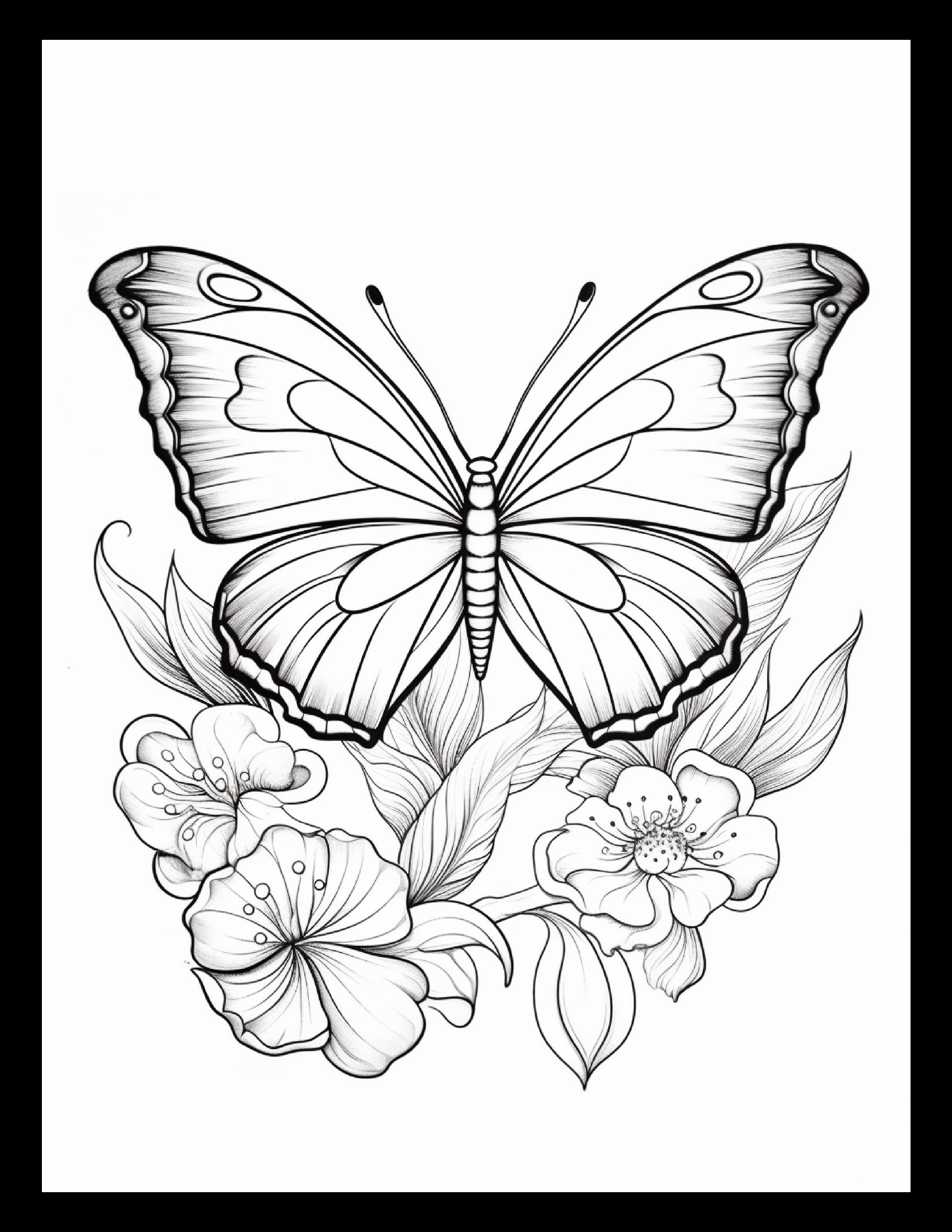 100 Butterflies Adult Coloring Pages - Etsy