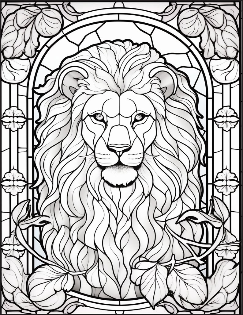 100 Stained Glass Animal Coloring Pages - Etsy