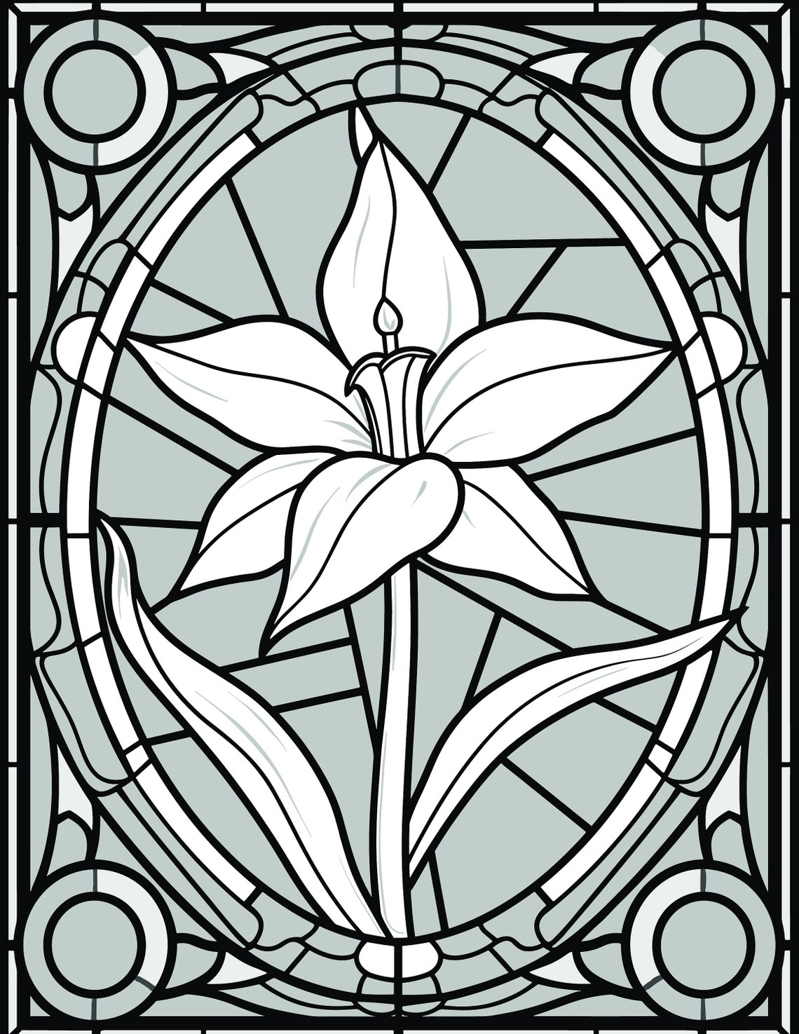 180 Stain Glass Flowers Coloring Pages - Etsy