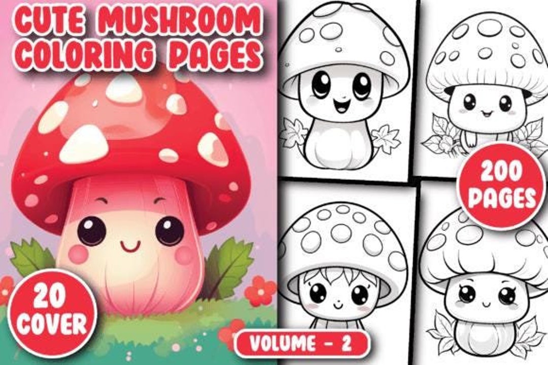 Cute Mushrooms Coloring Book for Kids - Etsy