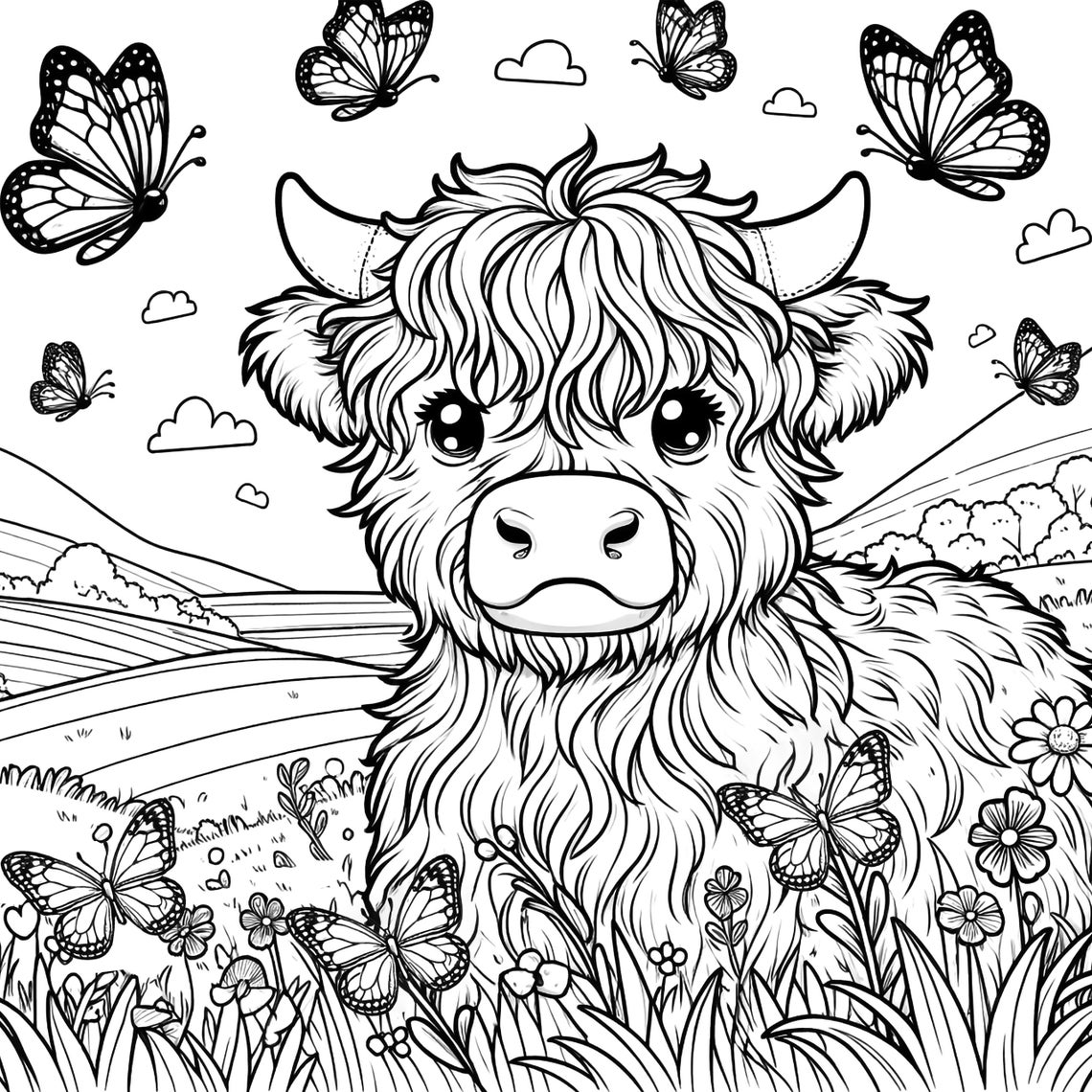 15 Highland Cow Coloring Book Pages, Coloring Pages for Kids and Adults ...