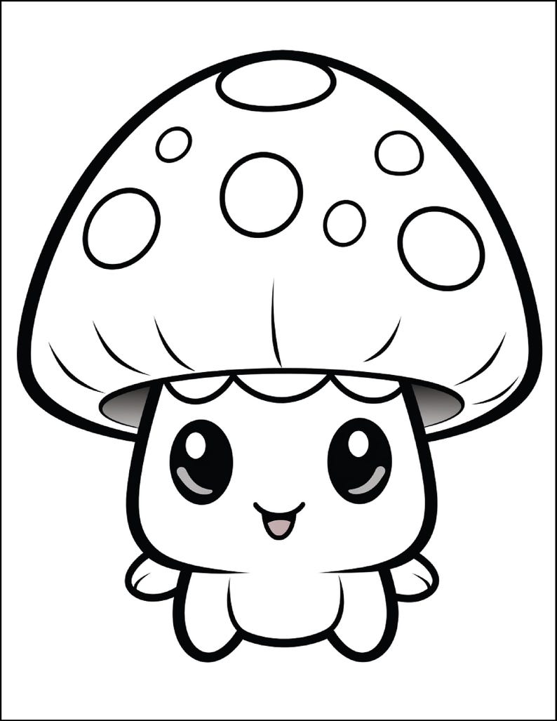 Cute Mushrooms Coloring Book for Kids - Etsy
