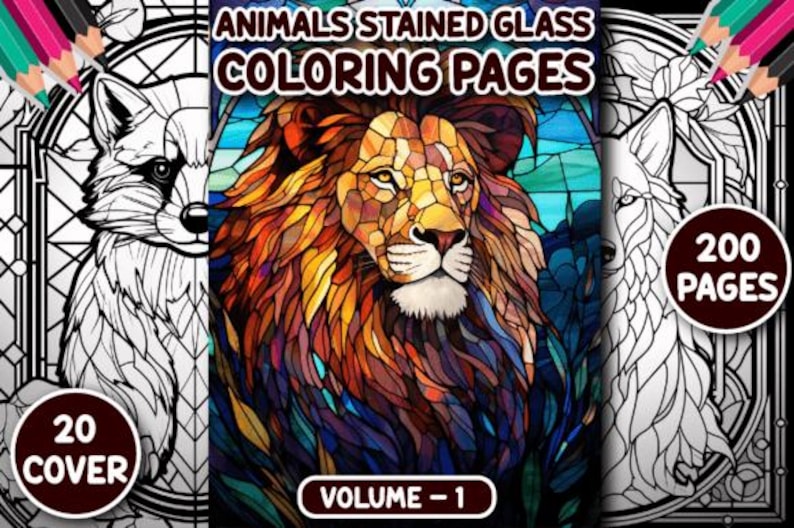 Stained Glass Animals Coloring Book - Beautiful Animal Designs for ...