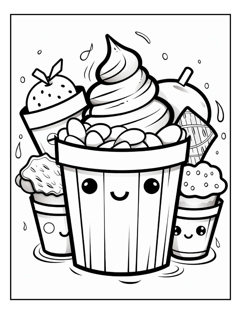 CUTE KAWAII FOODS Coloring Pages - Etsy