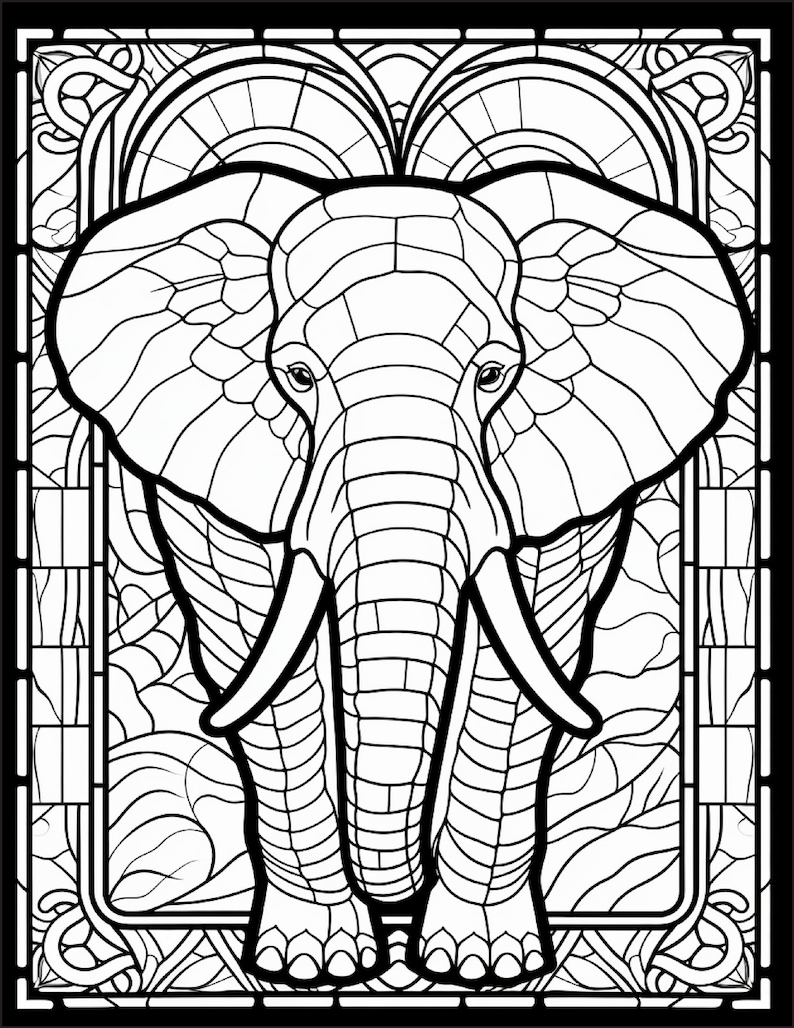 100 Stained Glass Animal Coloring Pages - Etsy