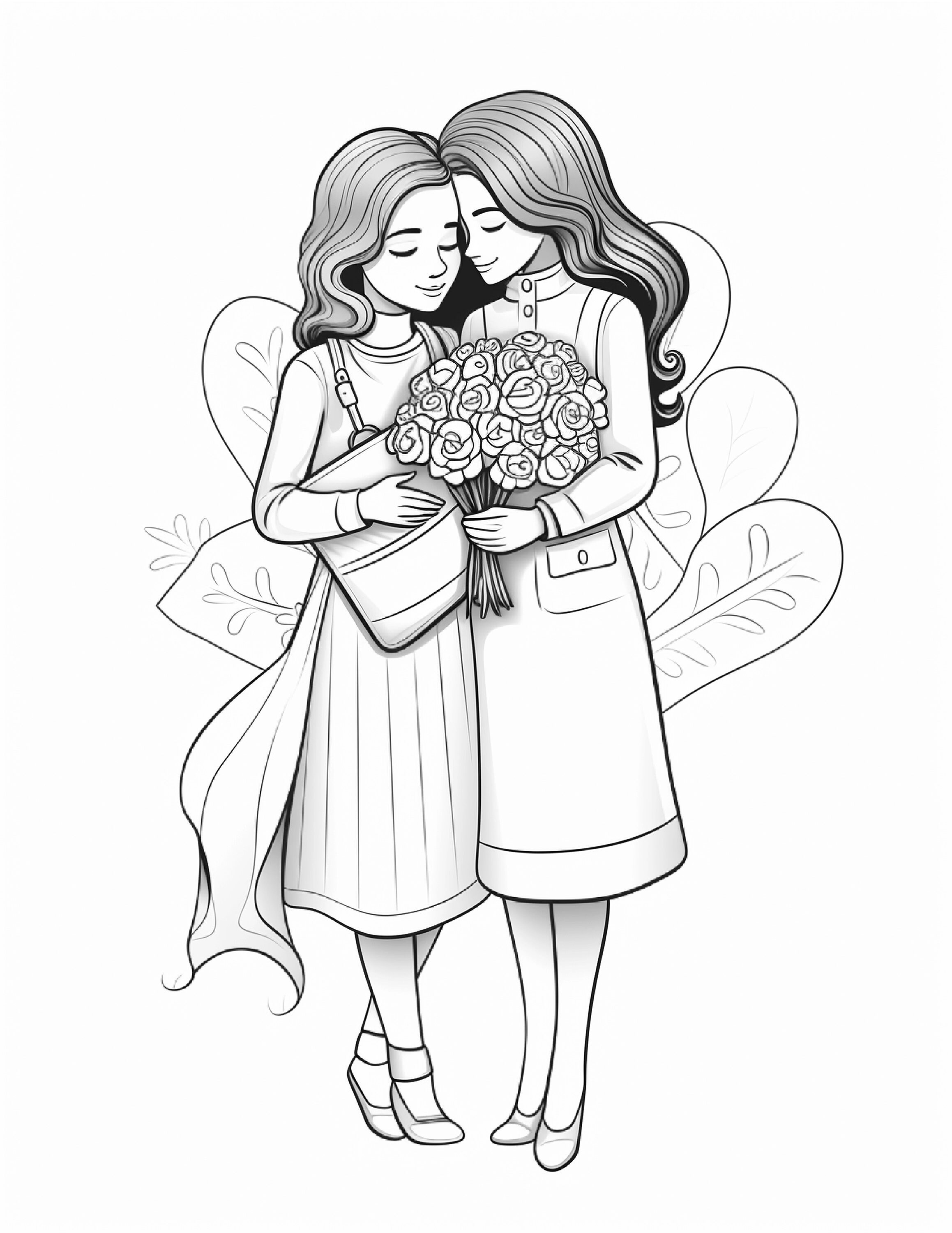 100 Coloring Pages of Mother an Daughters - Etsy