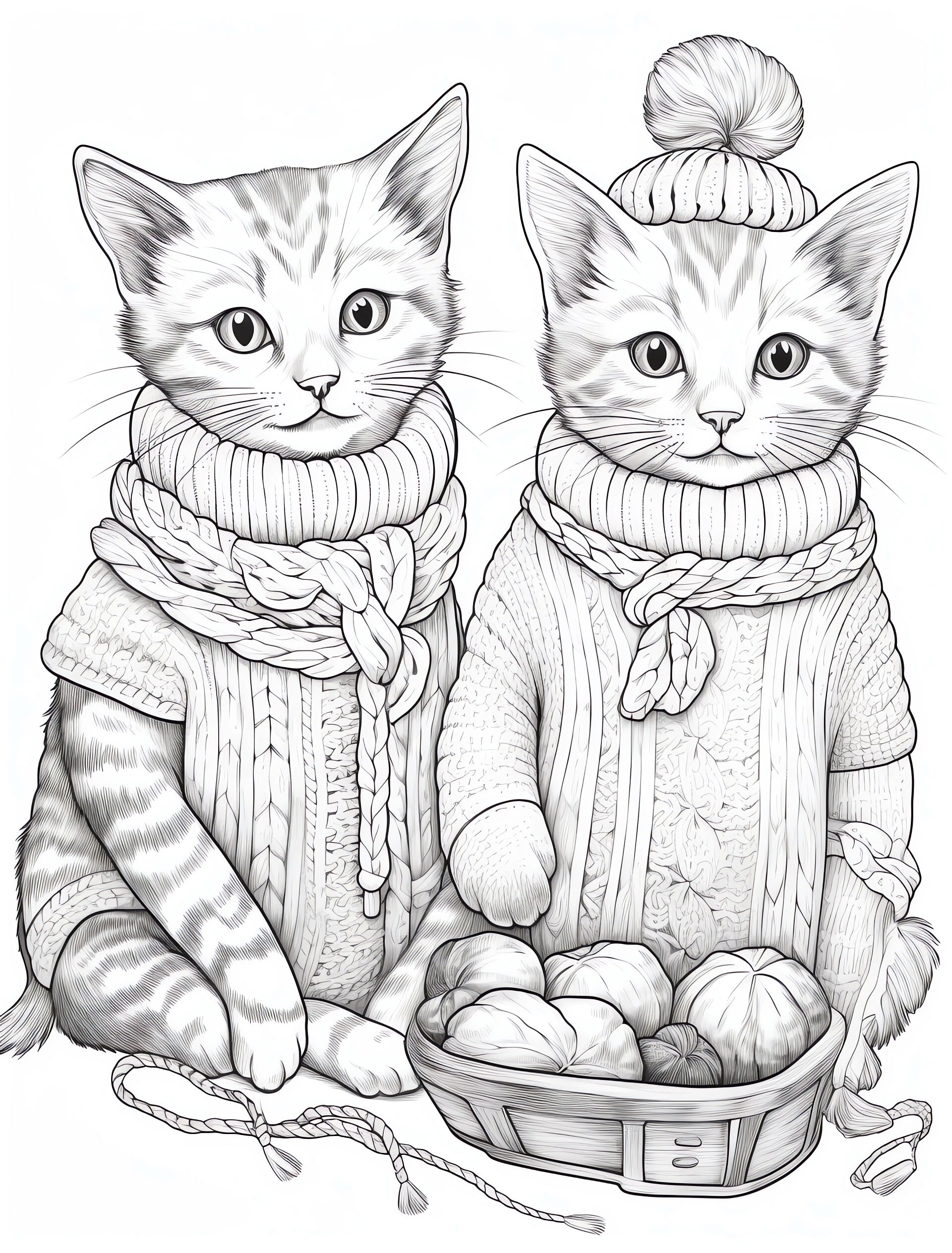 120cut Cats Coloring Pages for Stress Relief - Etsy