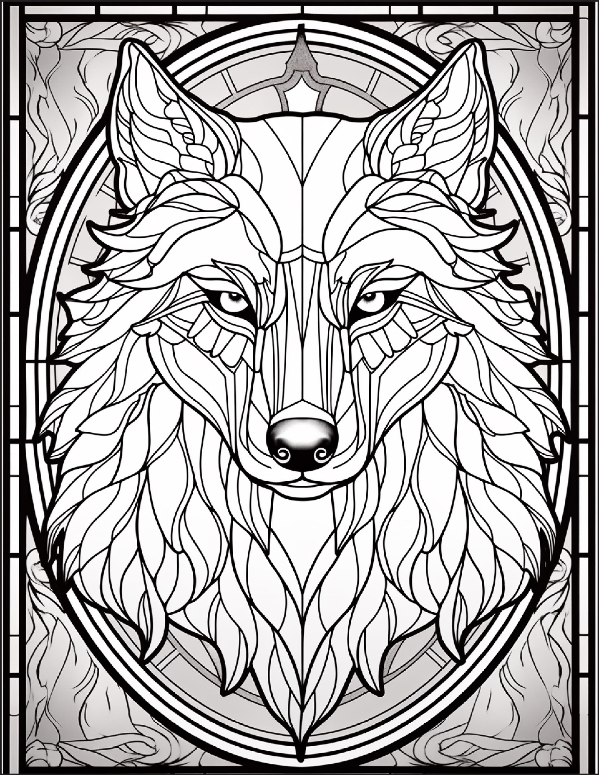 Stained Glass Animals Coloring Book - Beautiful Animal Designs for ...