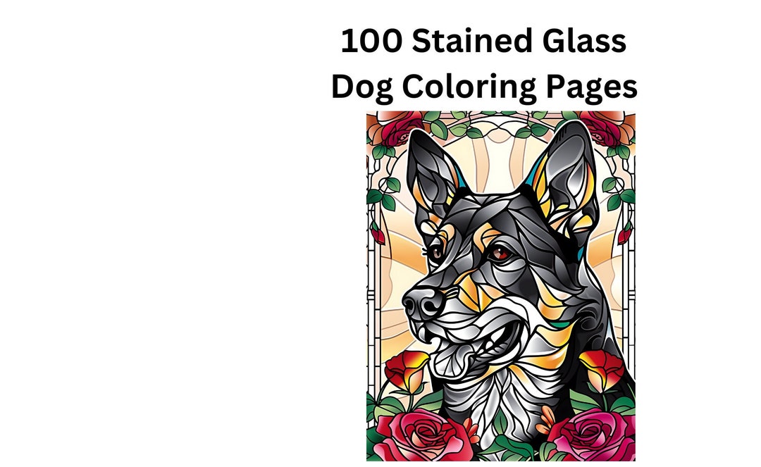 100 Stained Glass Dog Coloring Pages - Etsy