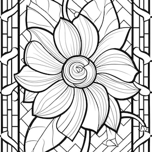 180 Stain Glass Flowers Coloring Pages - Etsy