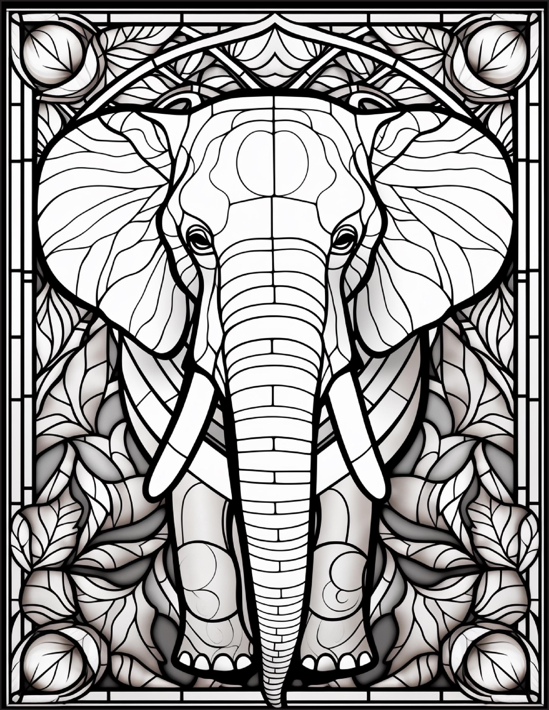 Stained Glass Animals Coloring Book - Beautiful Animal Designs for ...