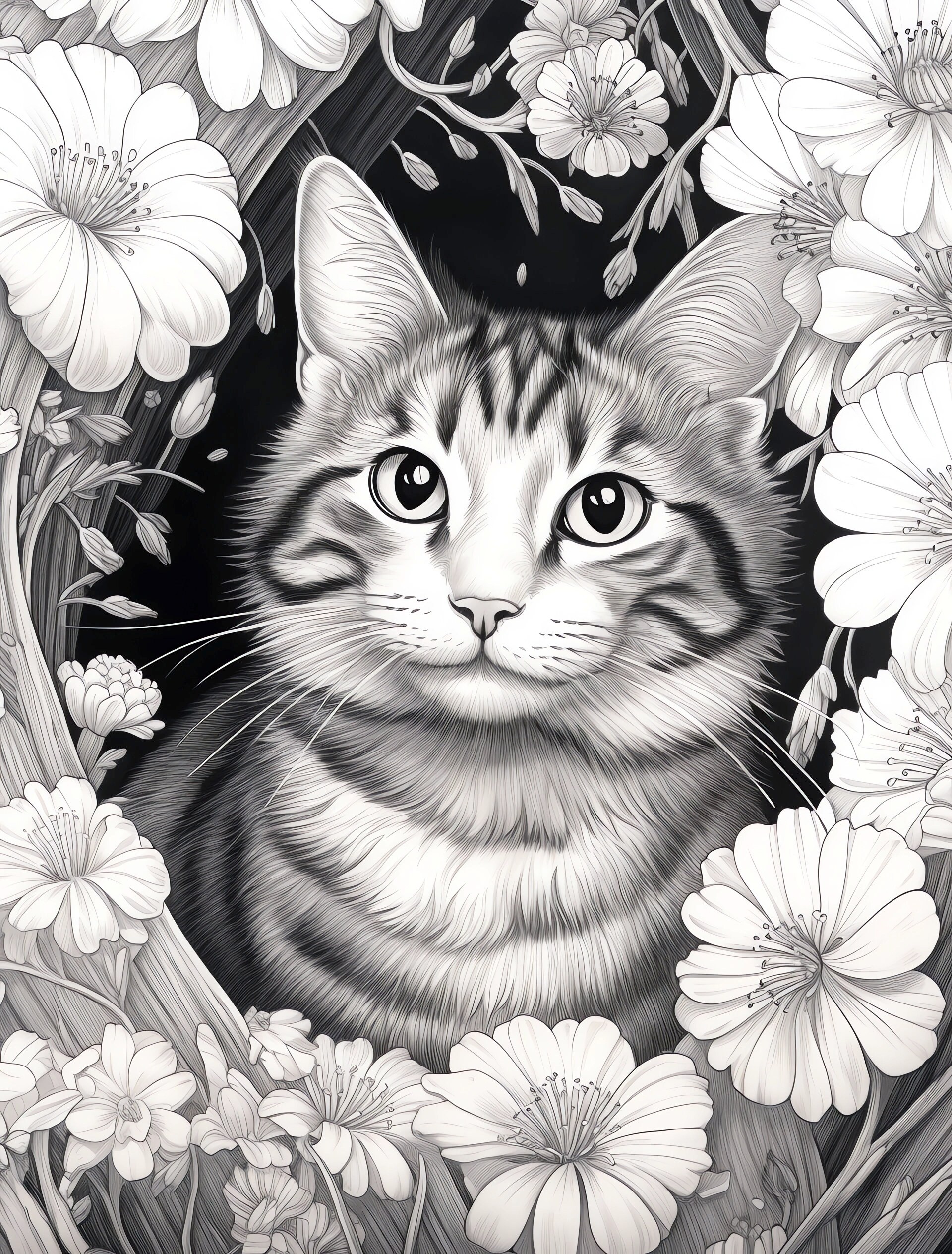 120cut Cats Coloring Pages for Stress Relief - Etsy