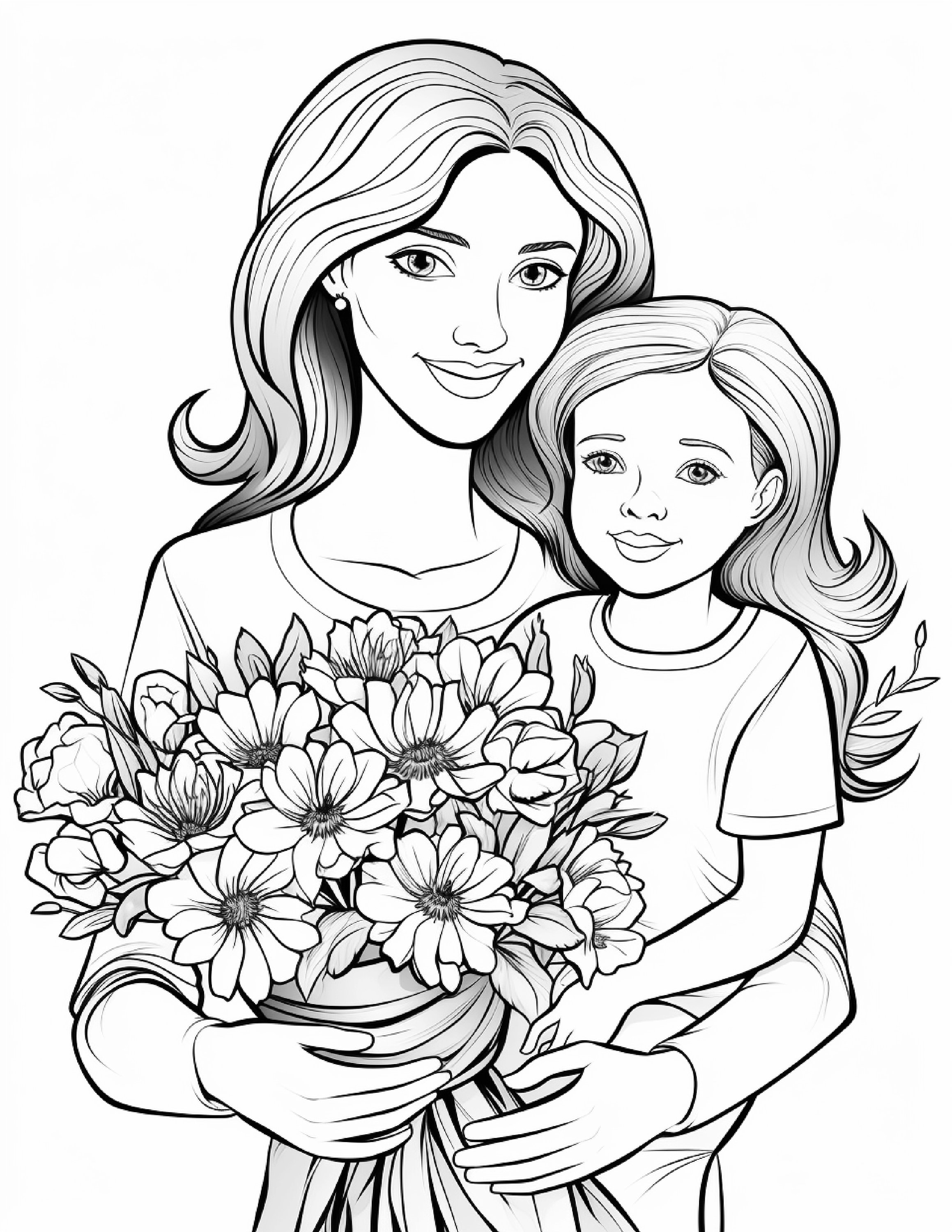 100 Coloring Pages of Mother an Daughters - Etsy