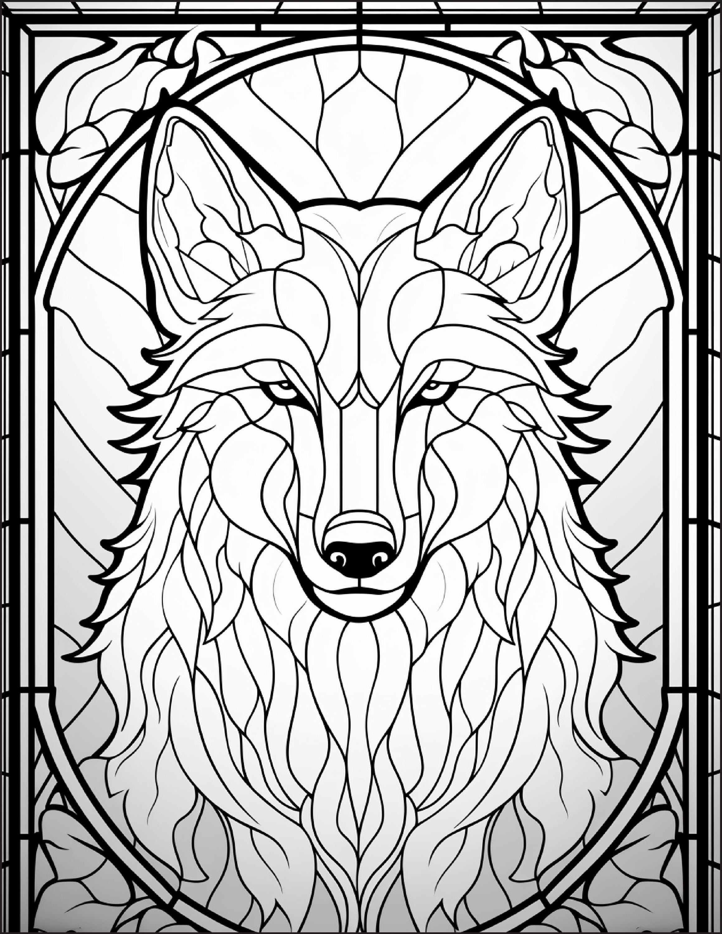 Stained Glass Animals Coloring Book - Beautiful Animal Designs for ...