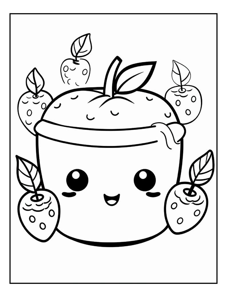 CUTE KAWAII FOODS Coloring Pages - Etsy