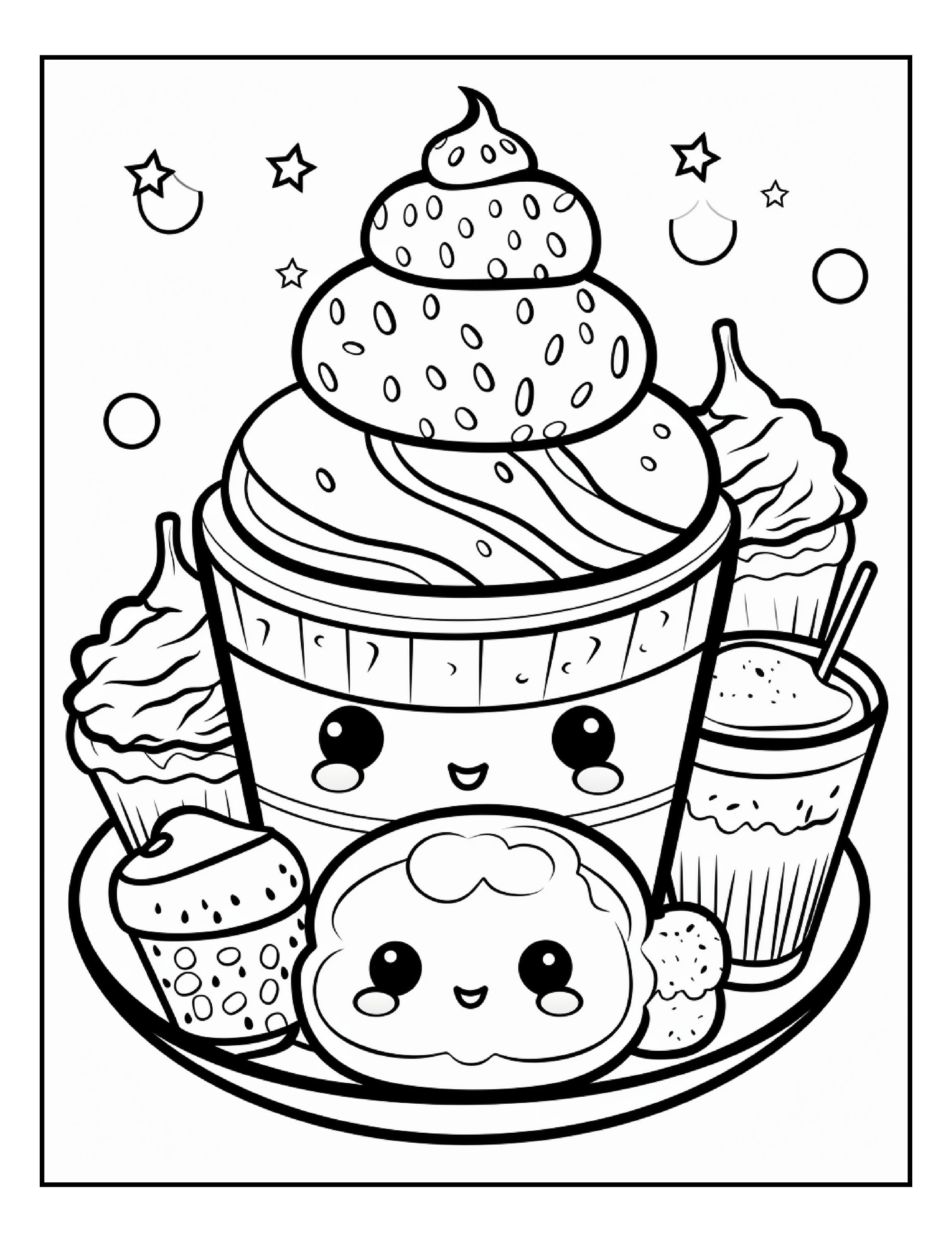 CUTE KAWAII FOODS Coloring Pages - Etsy
