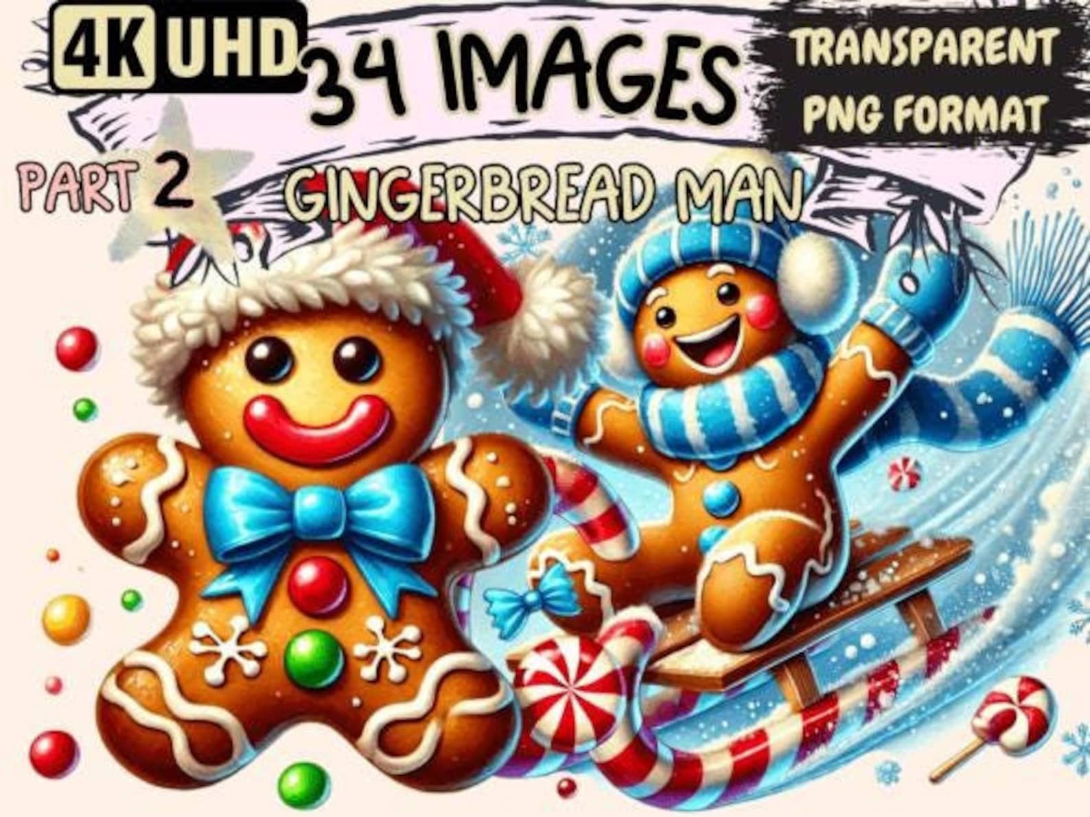Gingerbread Men Clip Art - Etsy
