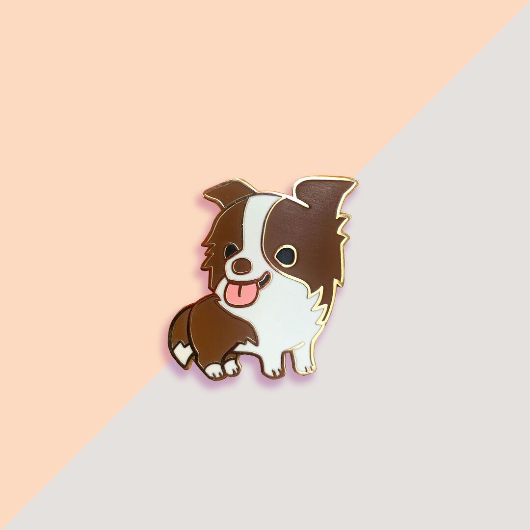 Border Collie (brown and White) Pin - Etsy