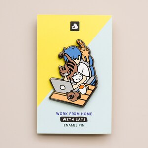 Enamel Pin Work From Home With Cats - Etsy