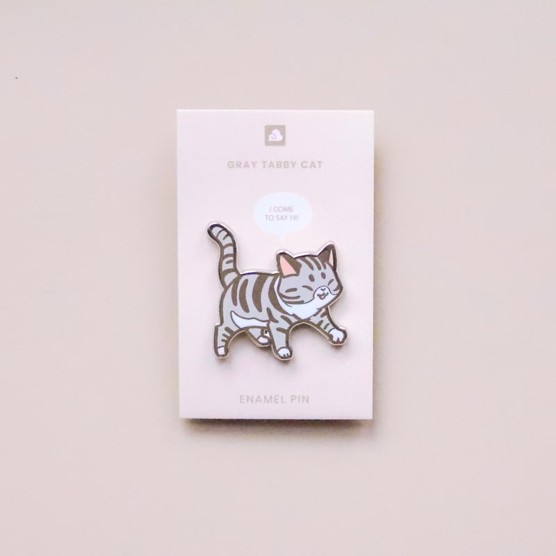 Cat Pin Grey Tabby - Etsy
