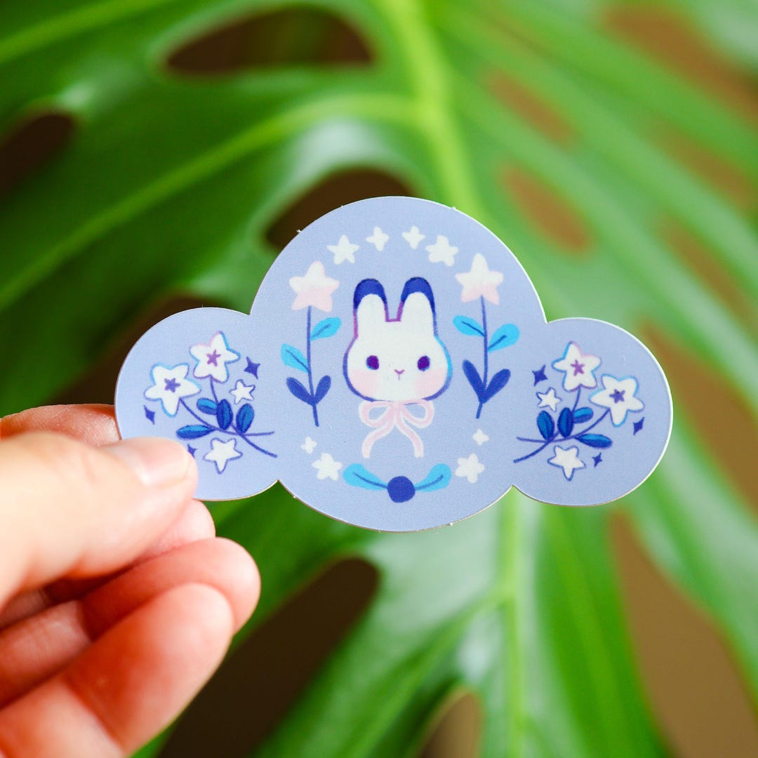 Vinyl Sticker Rabbit Flower Seal - Etsy