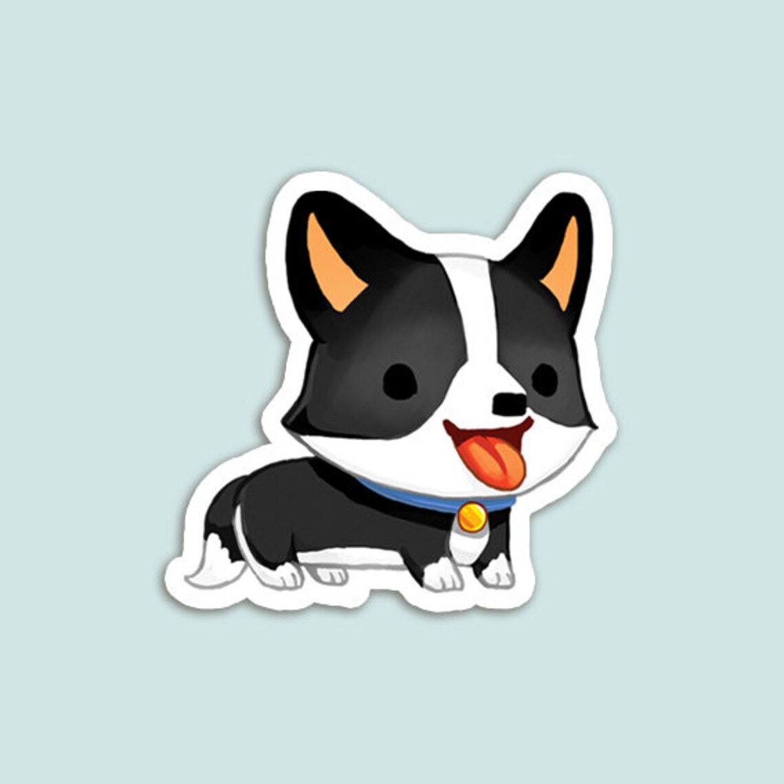 Vinyl Sticker Black and White Cardigan Corgi | Etsy