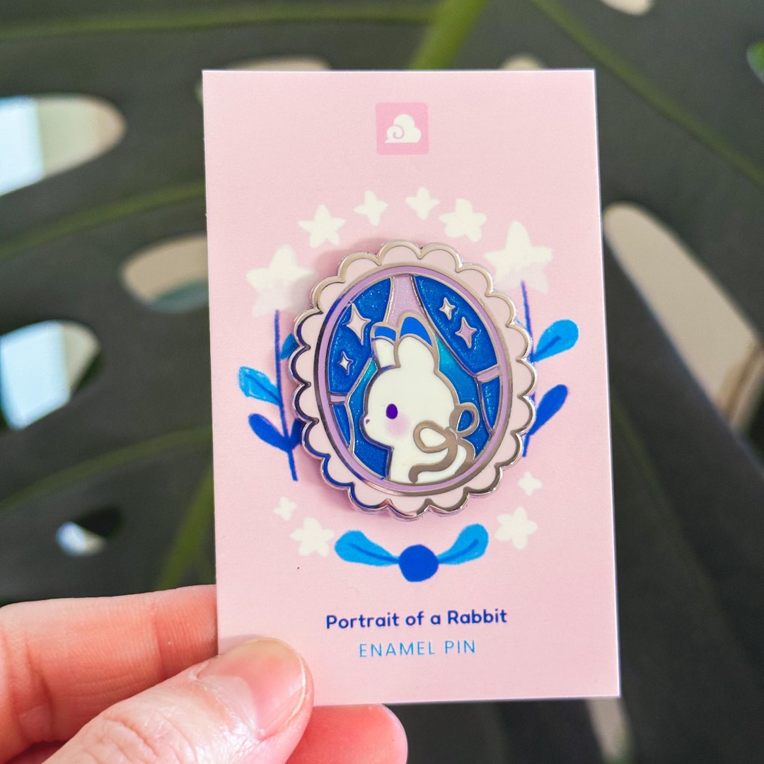 Enamel Pin - Portrait of a Rabbit - Etsy