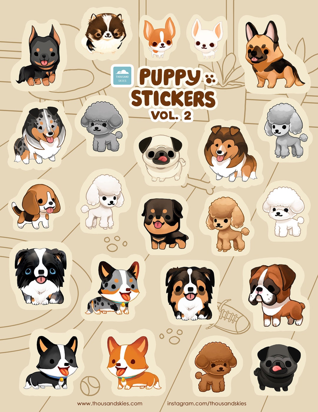 Vinyl Stickers Set - Puppy Stickers VOL. 2 - Waterproof Anti UV - Etsy