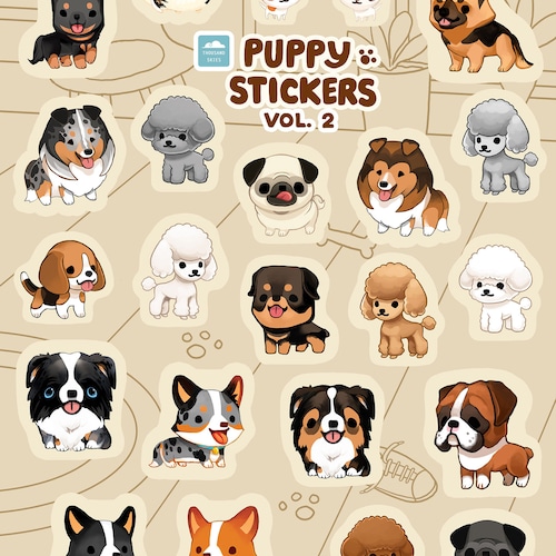 Vinyl Stickers Set Puppy Stickers VOL. 2 Waterproof Anti | Etsy
