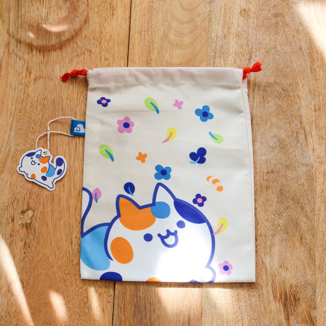 Drawstring Pouch Bag - Floral Calico - Etsy