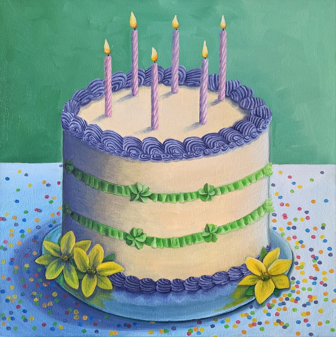 Birthday Cake Original Painting 20x20 In. | Toontown Online-inspired ...