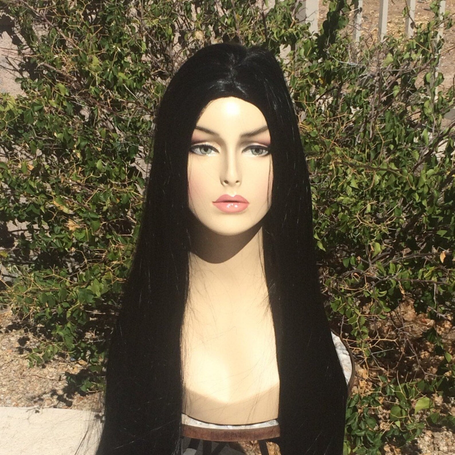Morticia Gothic Wig Long Black | Etsy