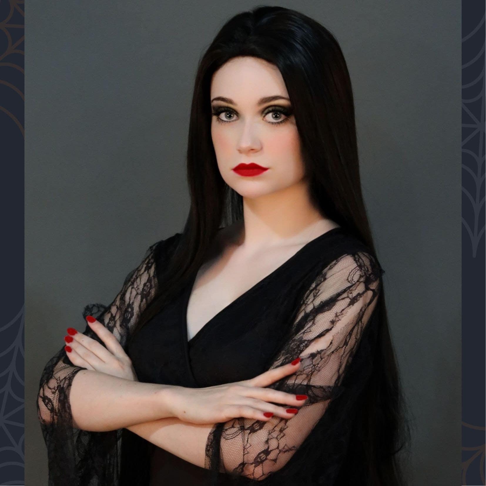 Morticia Gothic Wig Long Black | Etsy