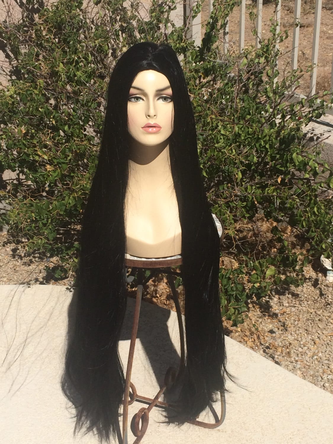Morticia Gothic Wig Long Black | Etsy
