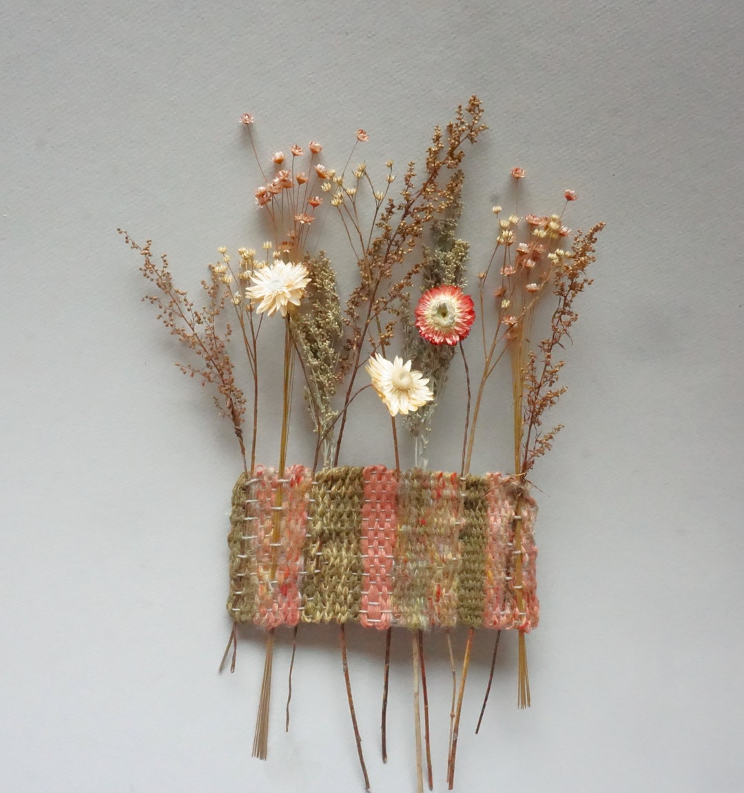 Hand Woven Flower Wall Hanging: Organic Textile Art (16x10in) - Etsy