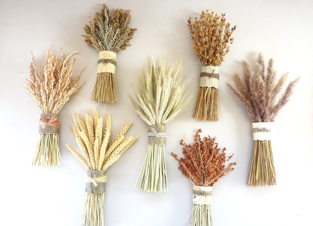 Dried Grasses & Grains Wall Hanging: Natural Fall Decor in Rich Earth ...