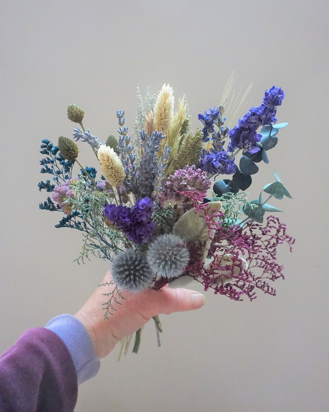 Blue & Purple Dried Flower Bundle: DIY Wedding Decor, Crafting Kit - Etsy