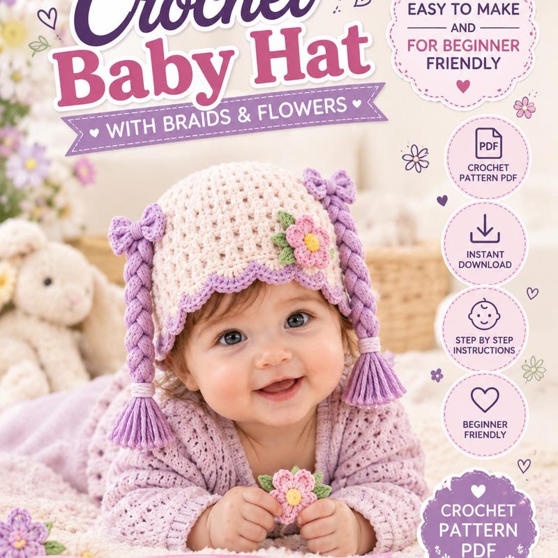 Crochet Braid Bonnet - Etsy