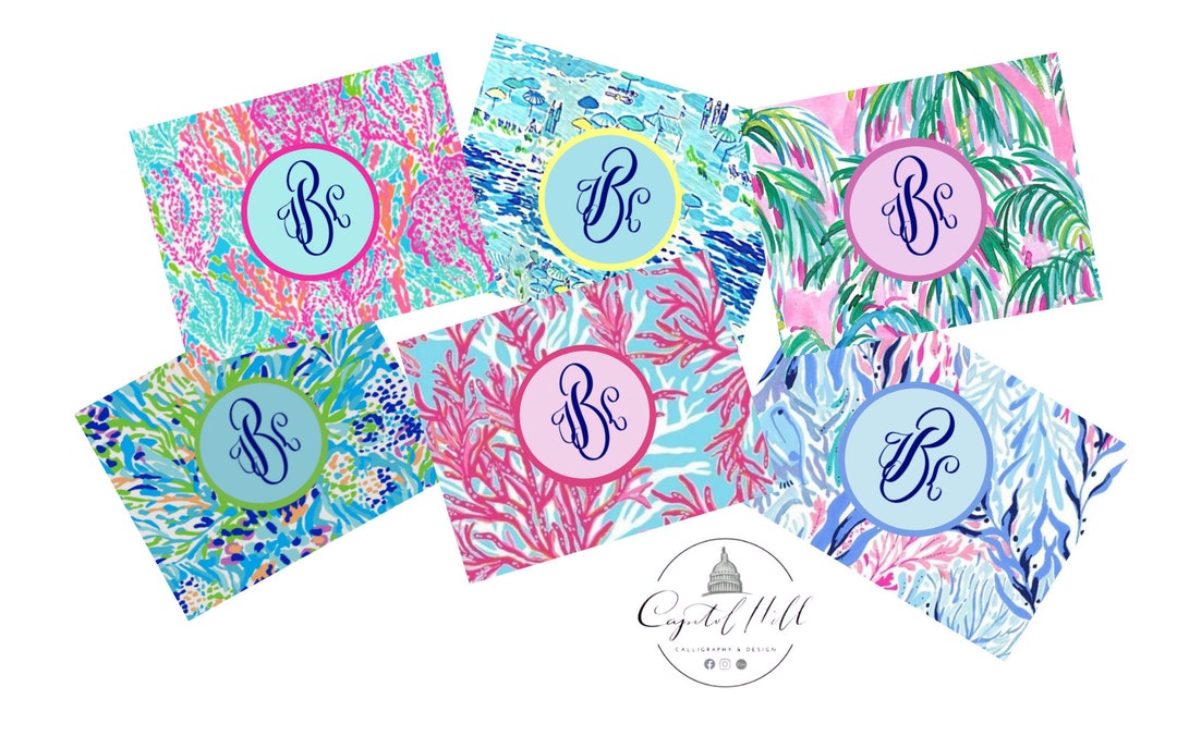 Lilly Inspired Monogrammed Notecards - 2nd Edition - Etsy