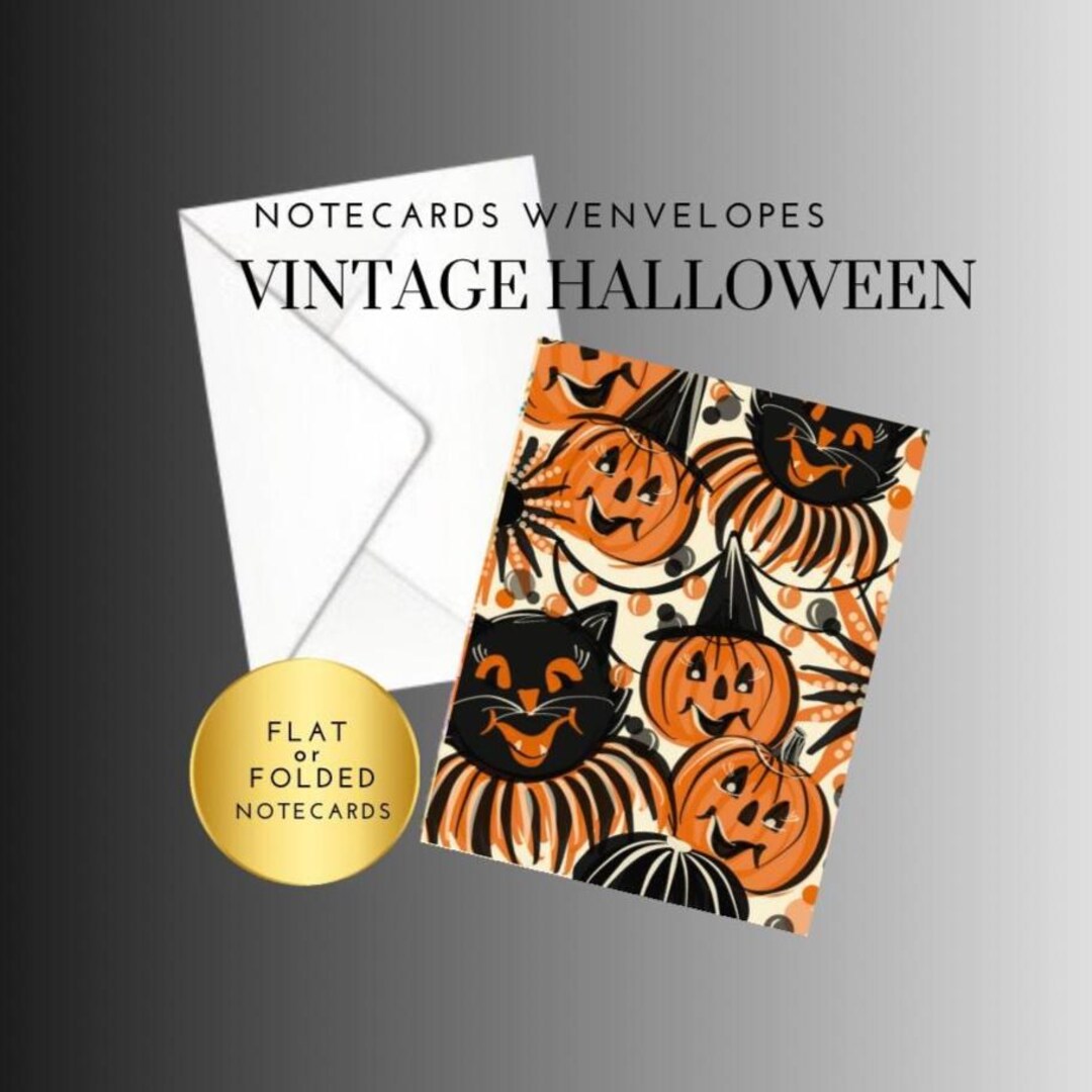 Halloween Art Notecards: Spooky Greetings - Etsy