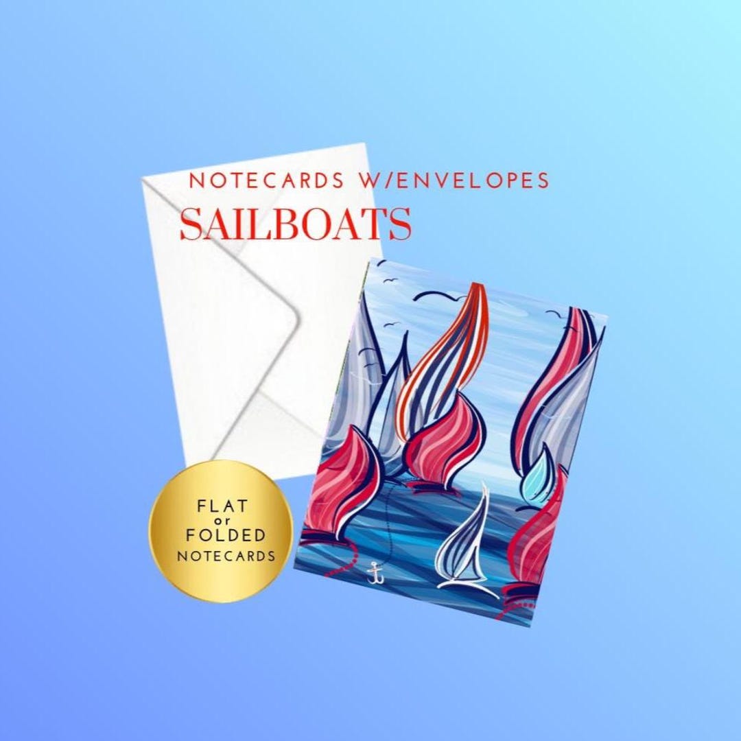 Nautical Sailboat Notecards: Glossy or Matte Art Cards - Etsy