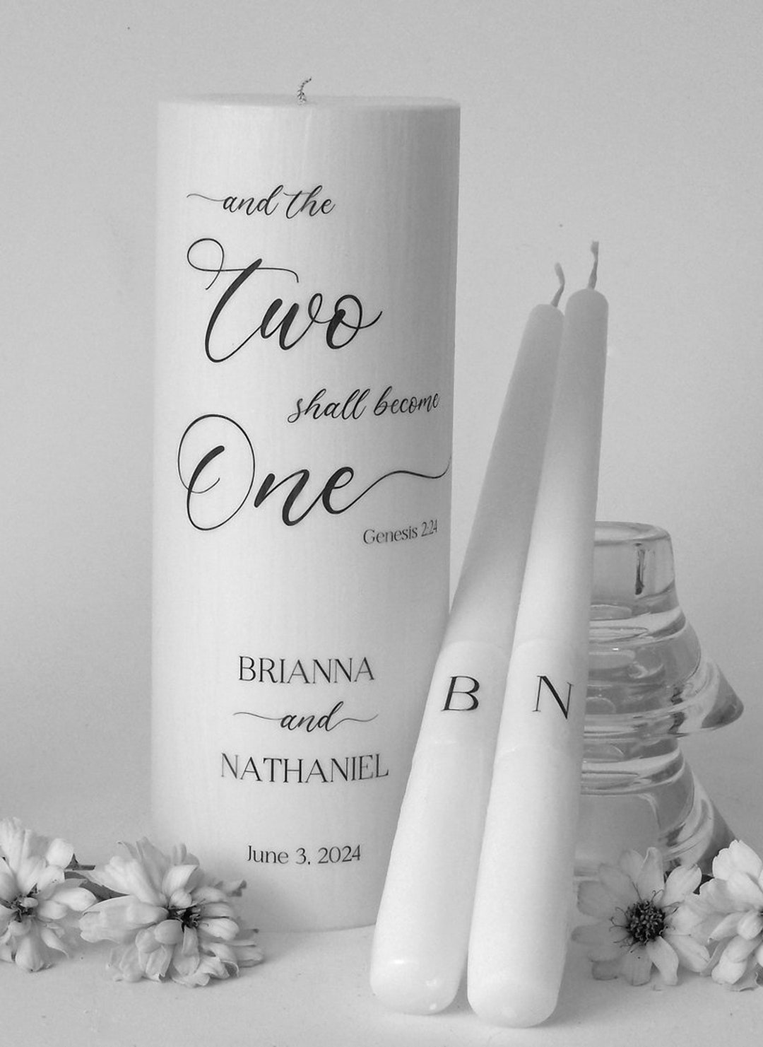 Two Become One Wedding Unity Candle Set - Black - Etsy