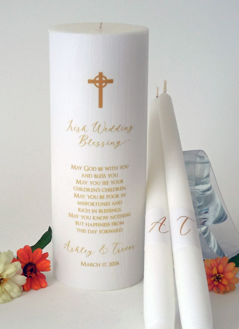 Gold Cross Irish Wedding Unity Candles - Etsy