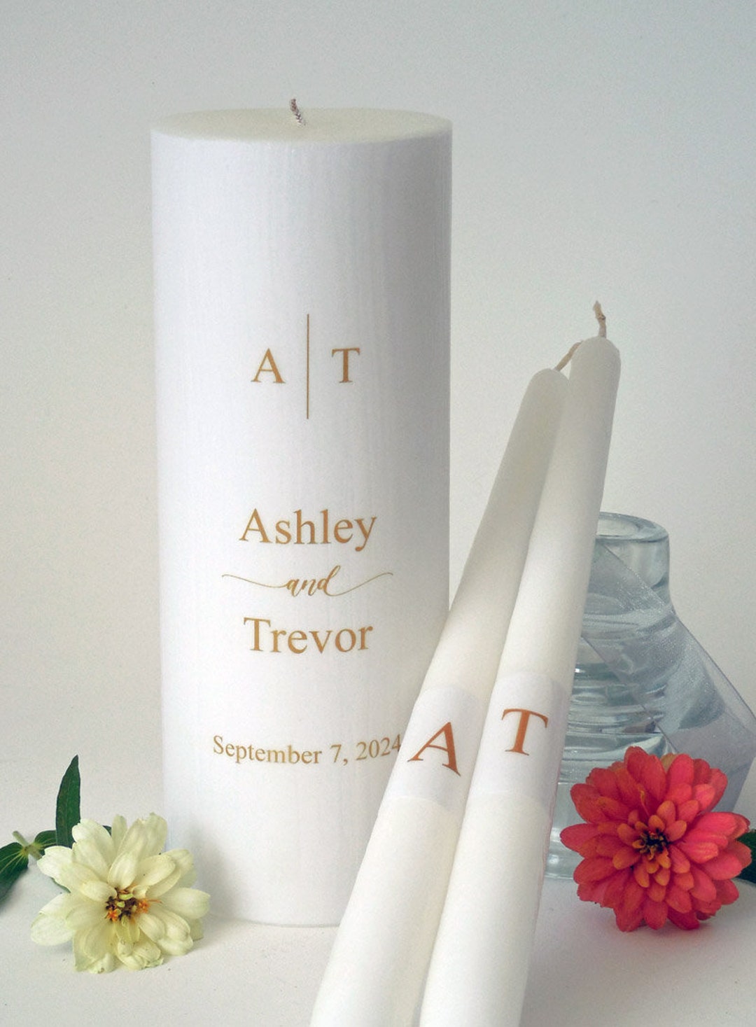 Gold Monogram Wedding Unity Candles - Etsy
