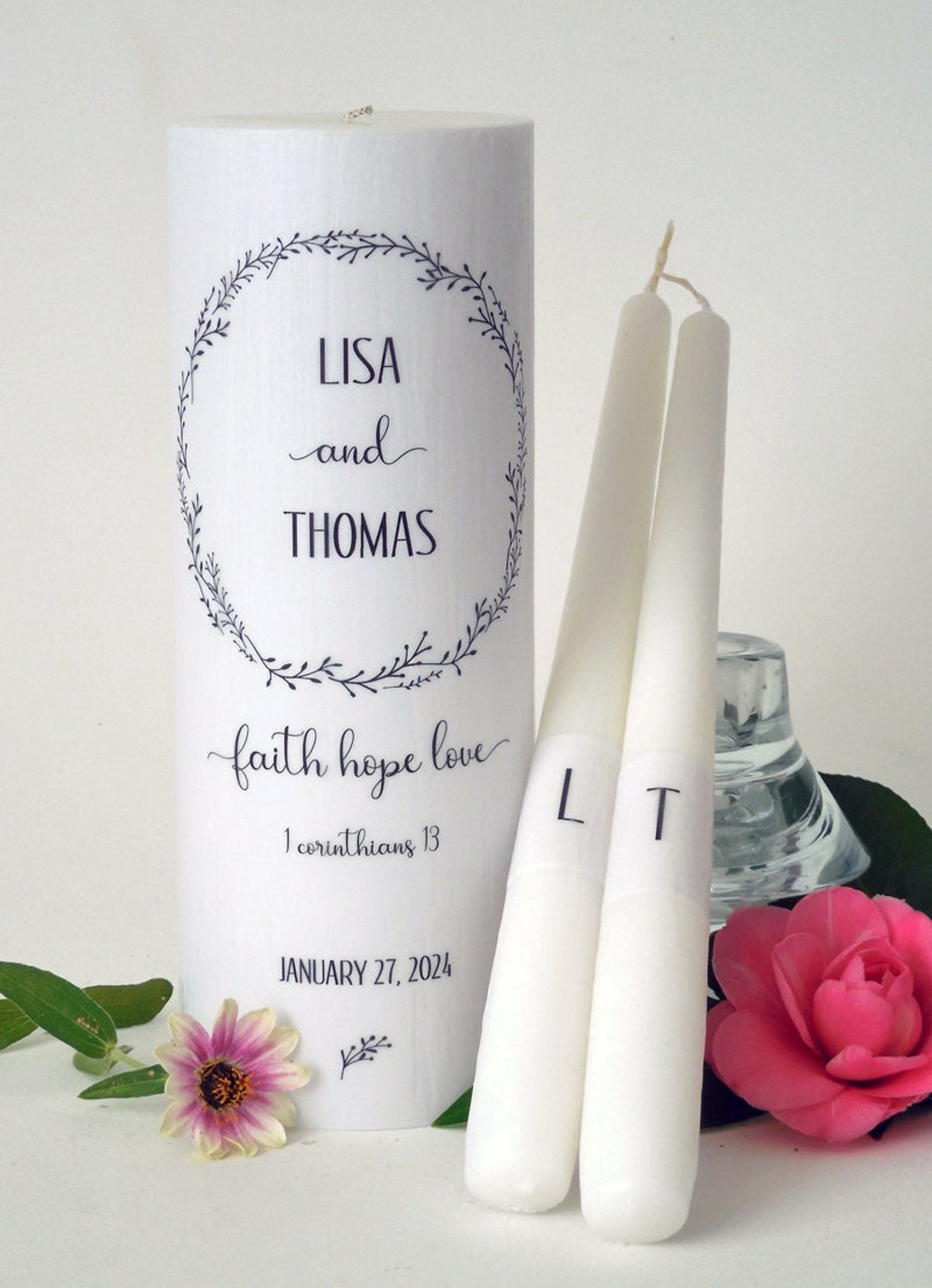 Laurel Wreath Wedding Unity Candles - Etsy
