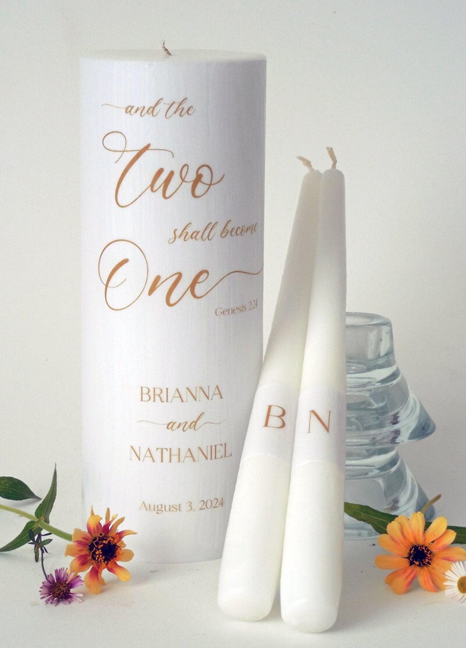 Two Become One Wedding Unity Candles - Gold - Etsy