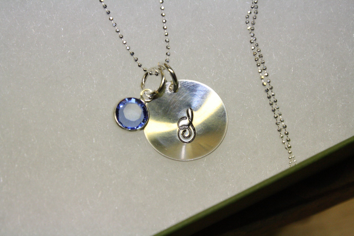 Personalized Necklace Hand Stamped Sterling Silver Pendant W/swarovski ...