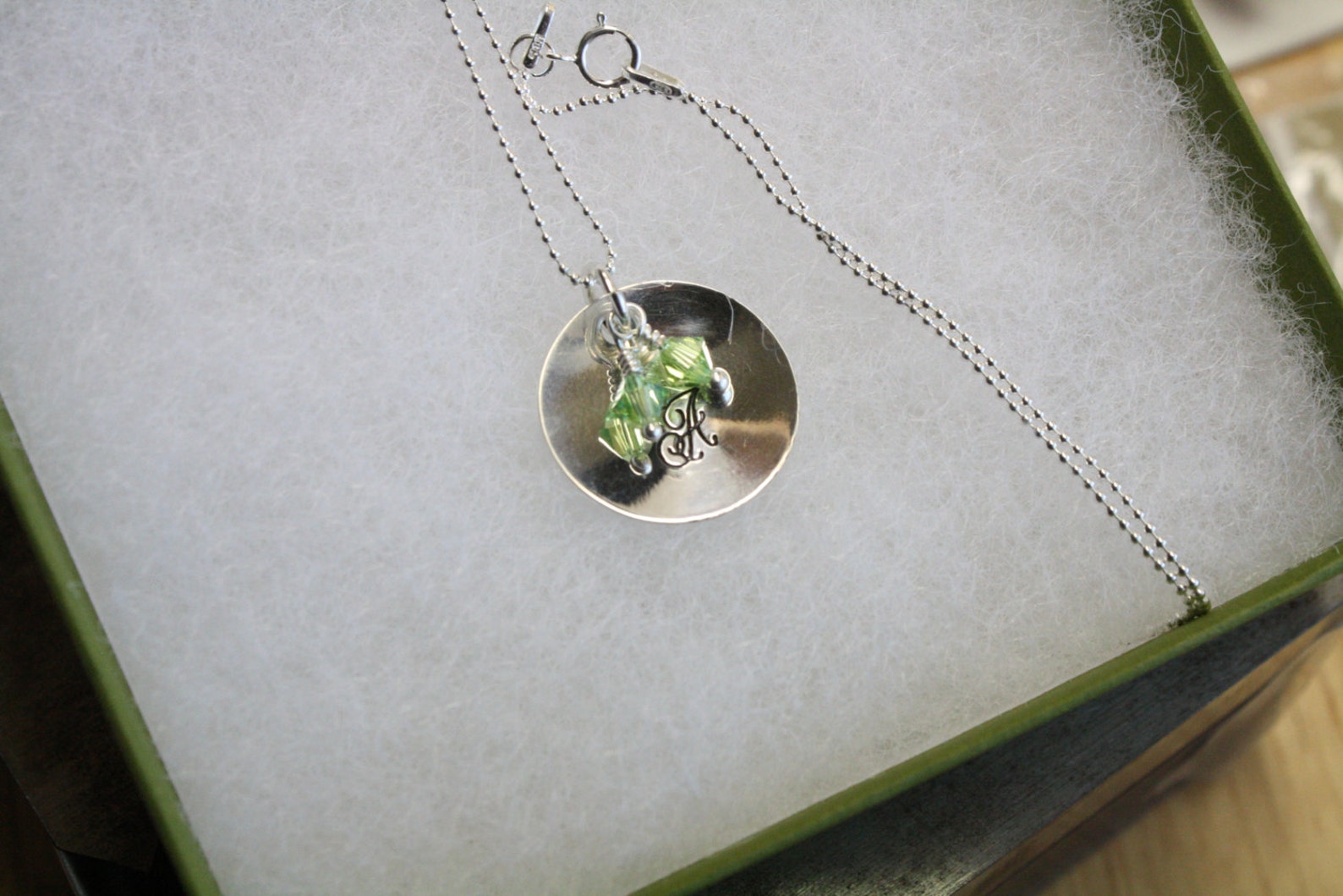 Personalized Necklace Hand Stamped Sterling Silver Pendant W/swarovski ...